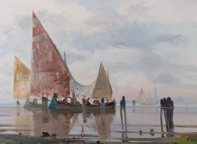 E. Noretti - E. Noretti - 20th Century Oil, Venetian Boats For Sale at ...