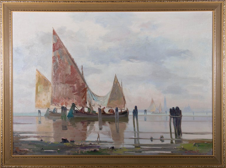 E. Noretti - E. Noretti - 20th Century Oil, Venetian Boats For Sale at ...