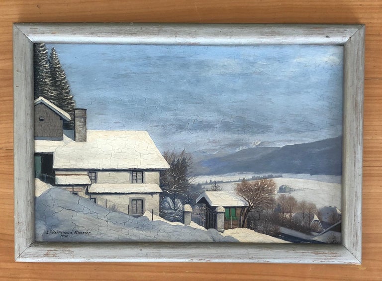 E. Perrenoud -Monnier - Town in winter For Sale at 1stDibs