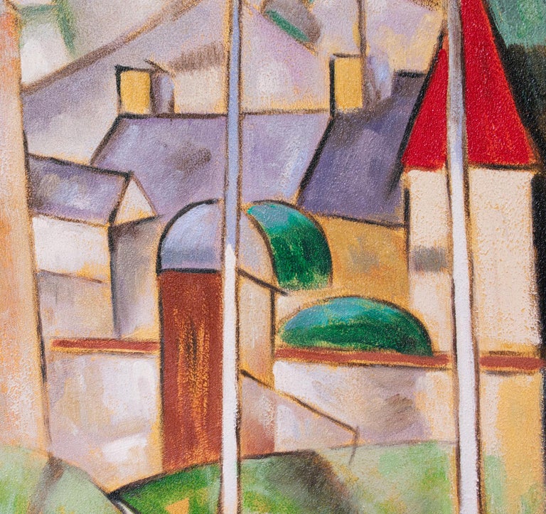 E. Pullman - Abstract Cityscape Cubist Oil on Canvas Painting by E ...
