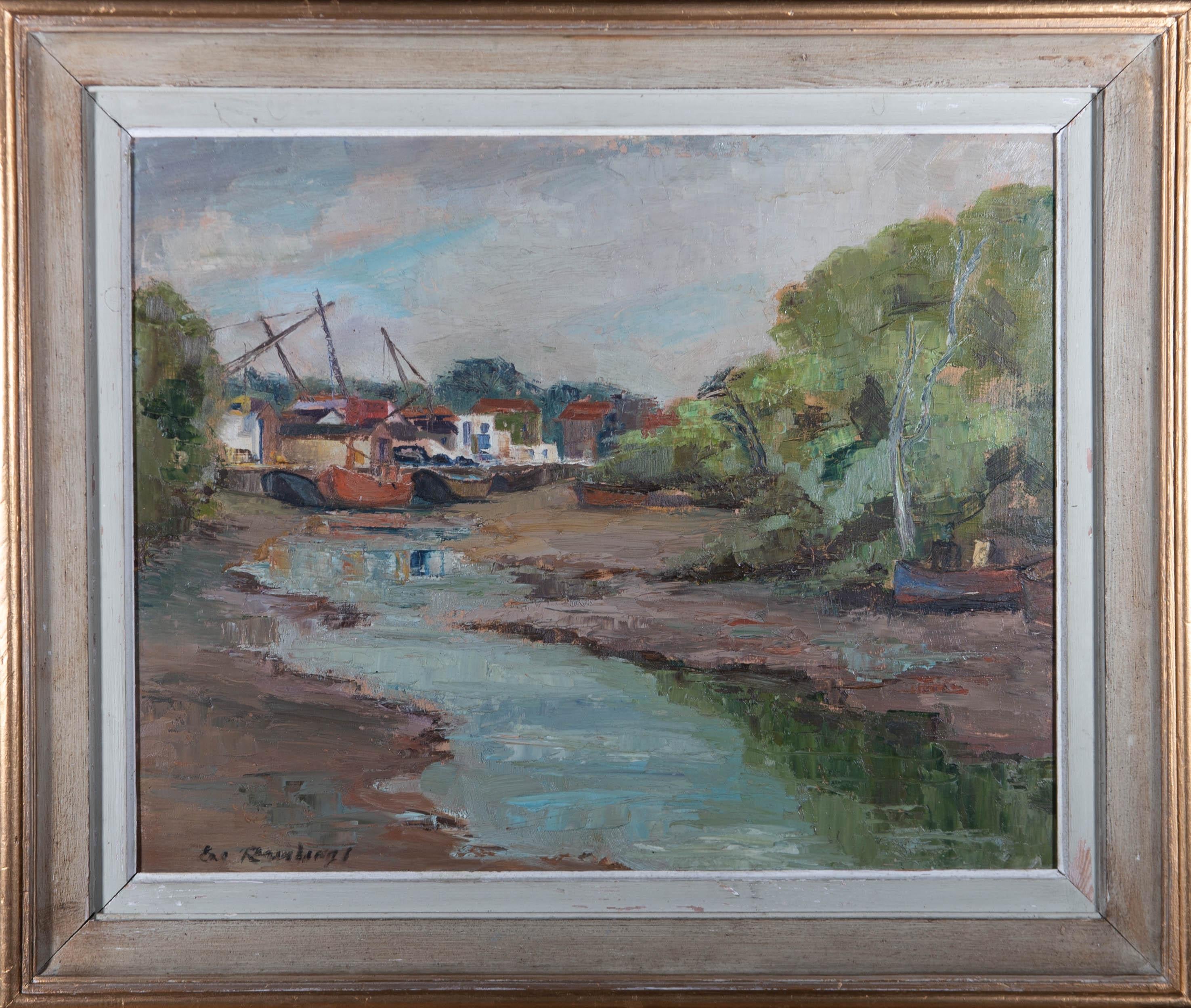 E. Rawlings - E. Rawlings - 20th Century Oil, Low Tide For Sale at 1stDibs