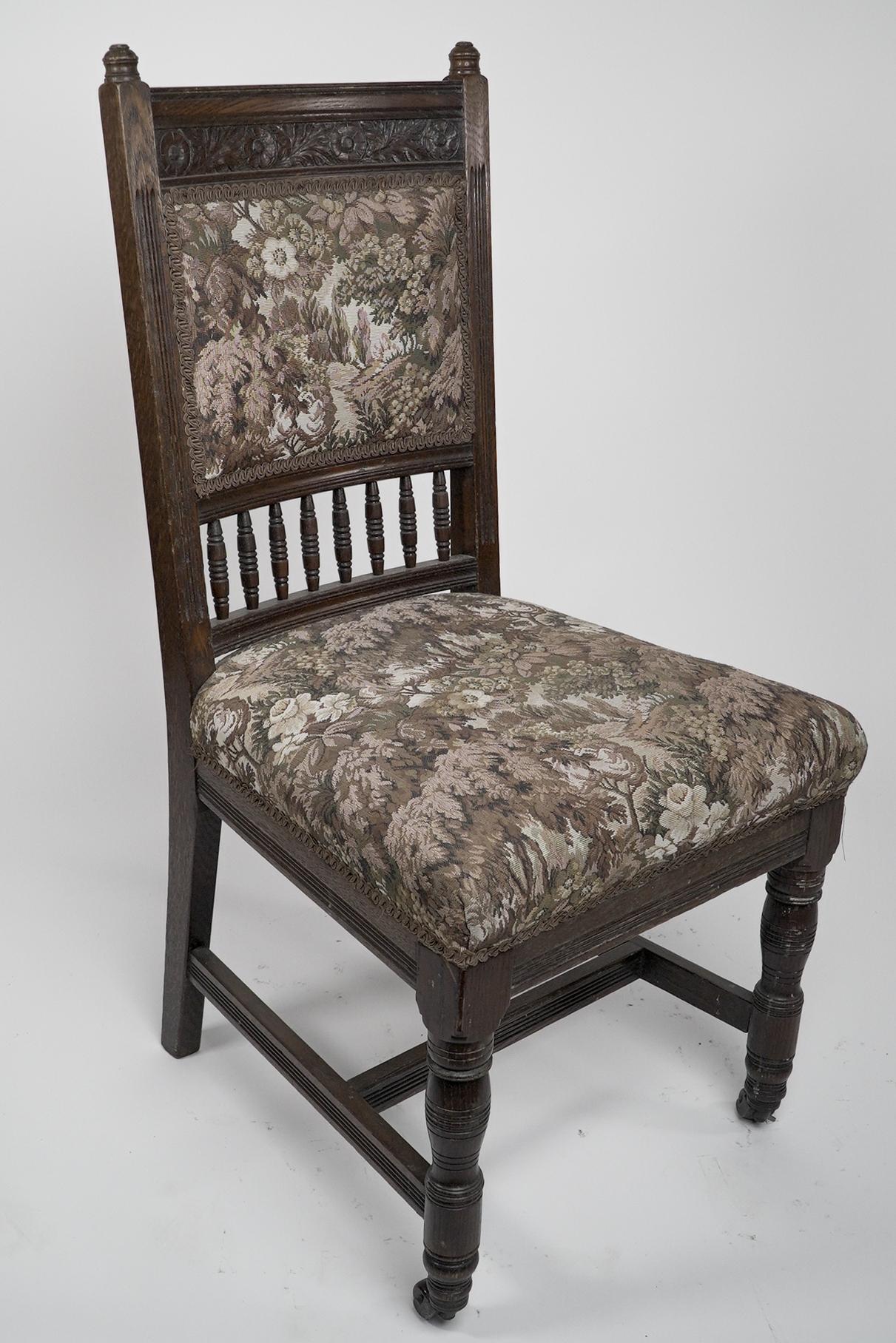 E W Godwin attributed, A set of four Aesthetic Movement oak dining ...