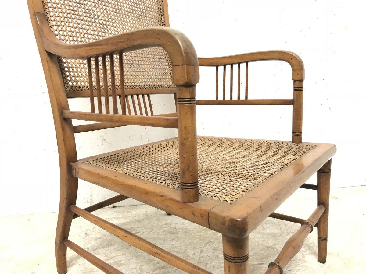 E W Godwin. by William Watt. An Anglo-Japanese Beech and Caned Armchair ...