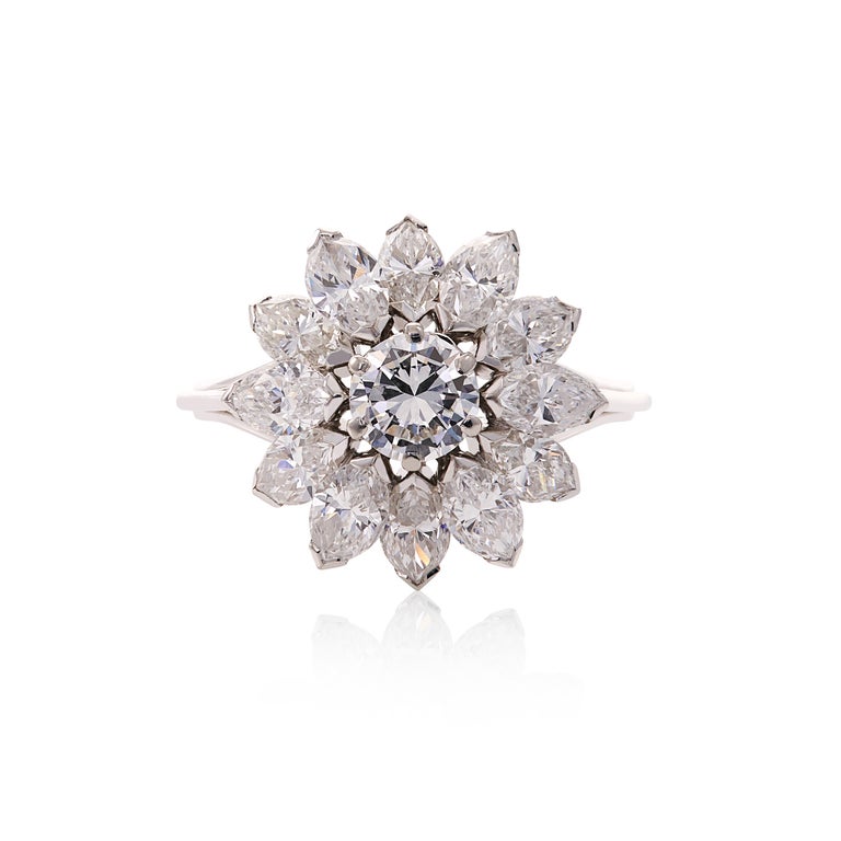 3.52cts Round Brilliant-Cut and Marquise Diamond Cocktail Ring For Sale ...