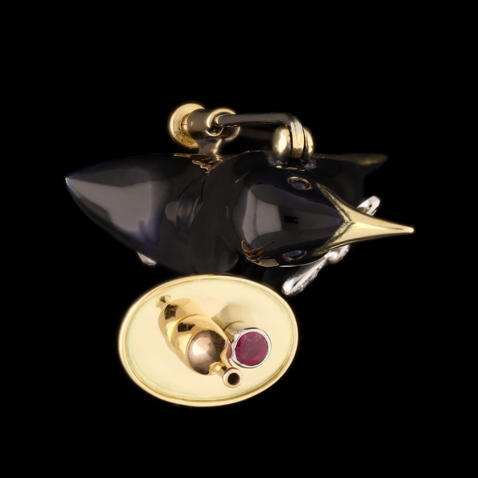 E. Wolfe Contemporary Charming Platinum Diamond And Enamel Penguin ...