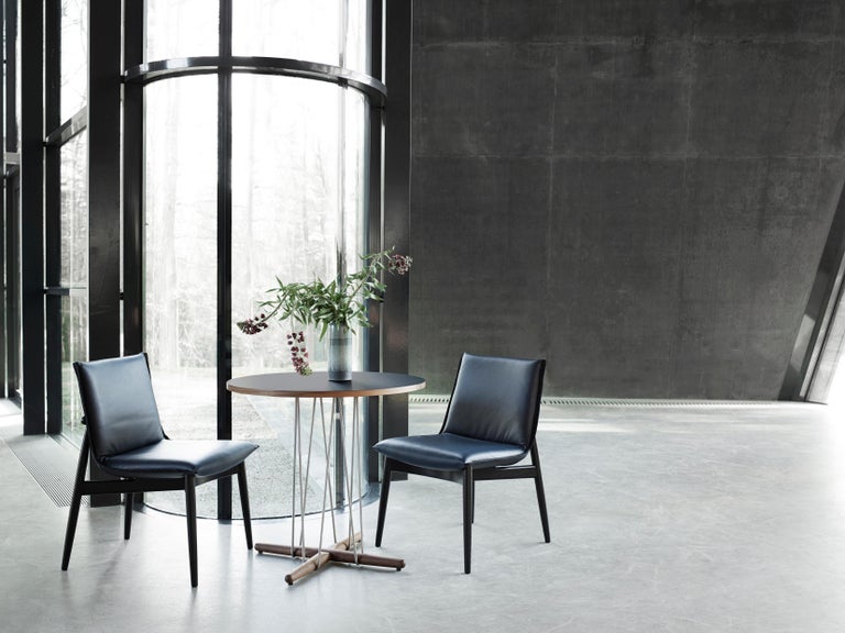 E004 Embrace Chair in Oak Black with Thor 350 Leather and Black Edging ...