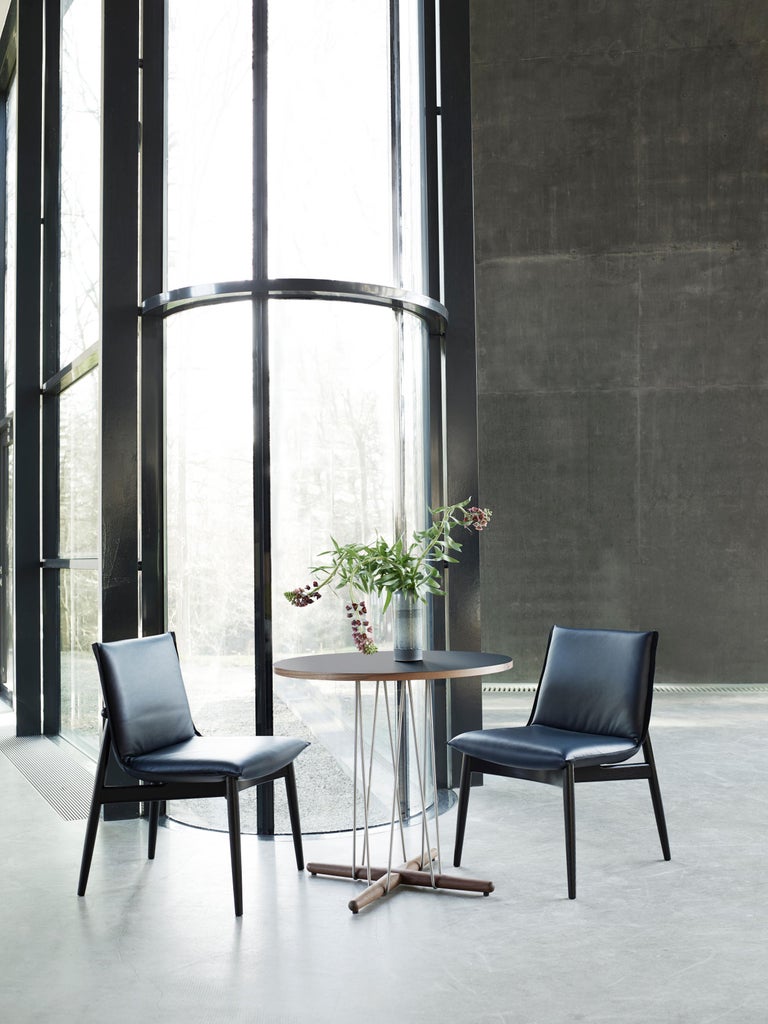 E004 Embrace Chair in Oak Black with Thor 350 Leather and Black Edging ...