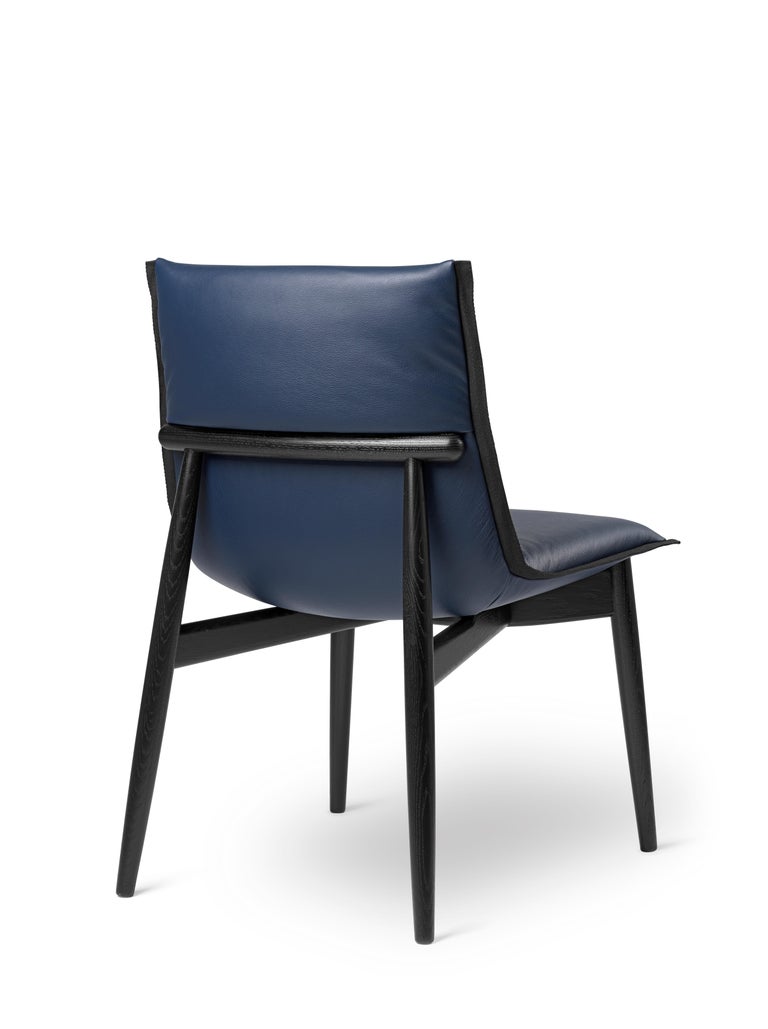 E004 Embrace Chair in Oak Black with Thor 350 Leather and Black Edging ...