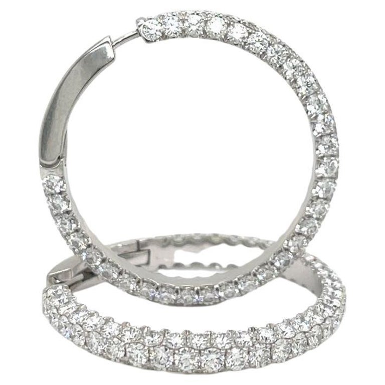 E3RPOW, 3 Row Micro Pave Platinum Hoop Earrings For Sale at 1stDibs