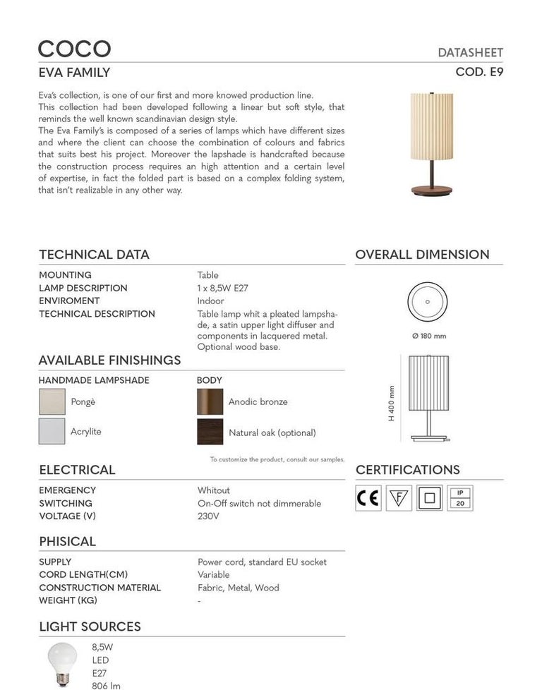 E9 Pleated Table Lamp For Sale at 1stDibs