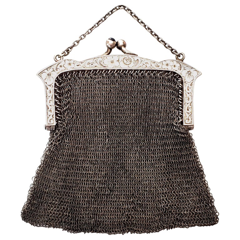 E.A. Bliss Co Sterling Silver Mesh Coin Purse with Chain at 1stDibs