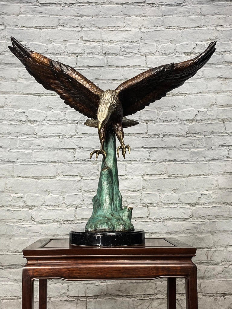 Eagle with Wings Spread Swooping Down on Marble Base For Sale at ...
