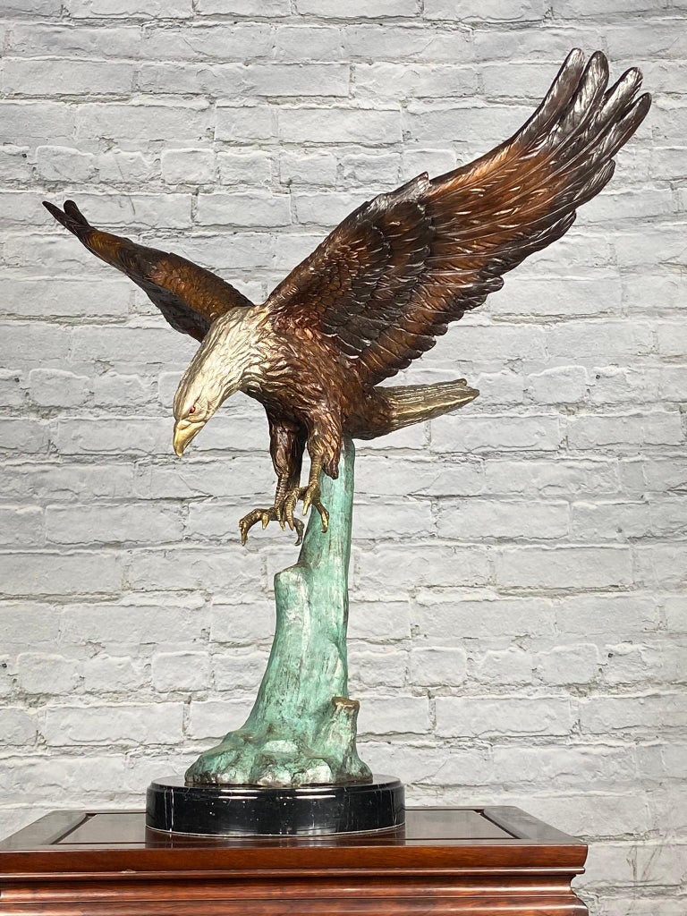 Eagle with Wings Spread Swooping Down on Marble Base For Sale at ...
