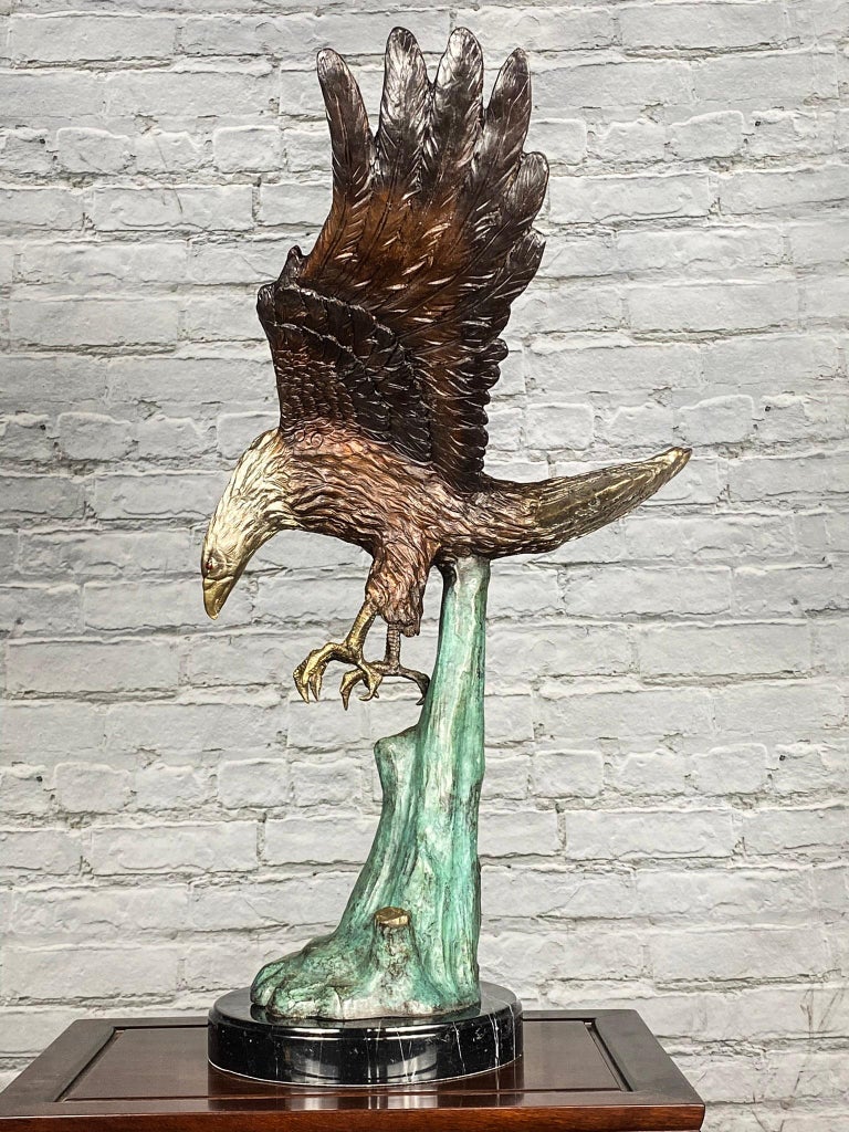 Eagle with Wings Spread Swooping Down on Marble Base For Sale at ...