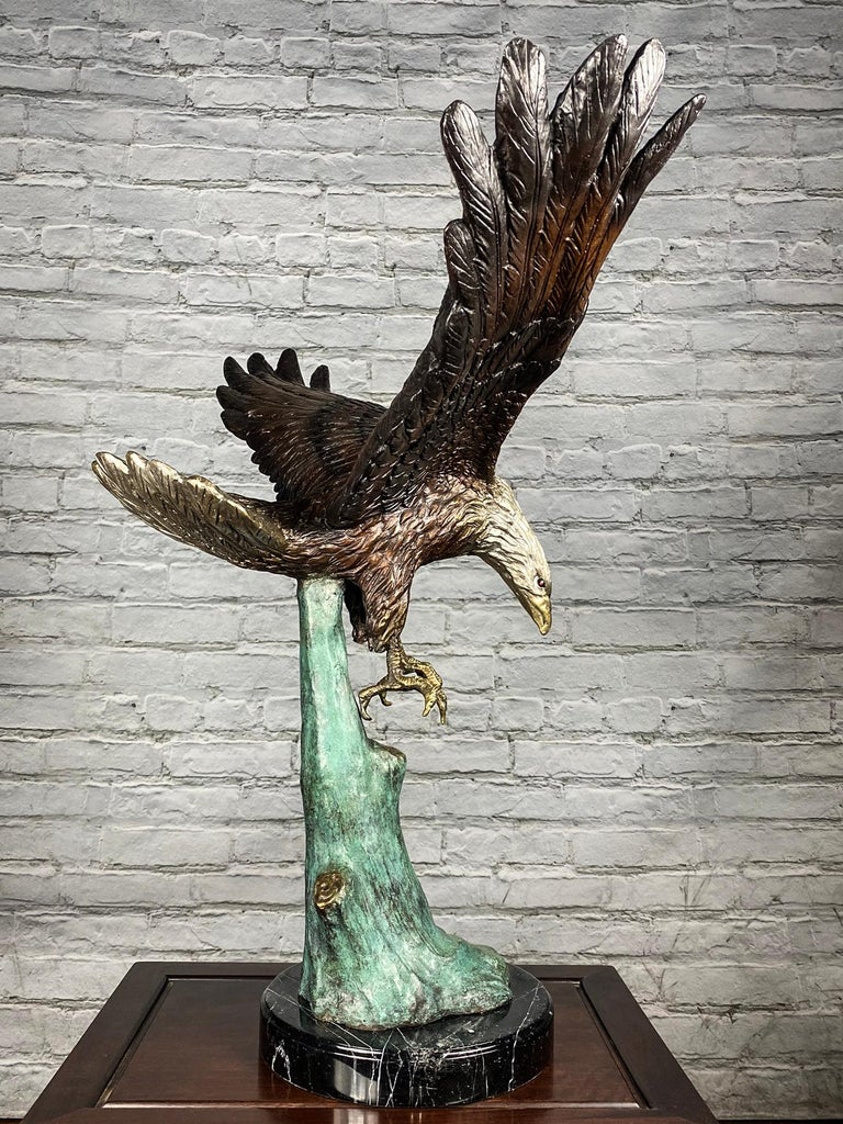 Eagle with Wings Spread Swooping Down on Marble Base For Sale at ...