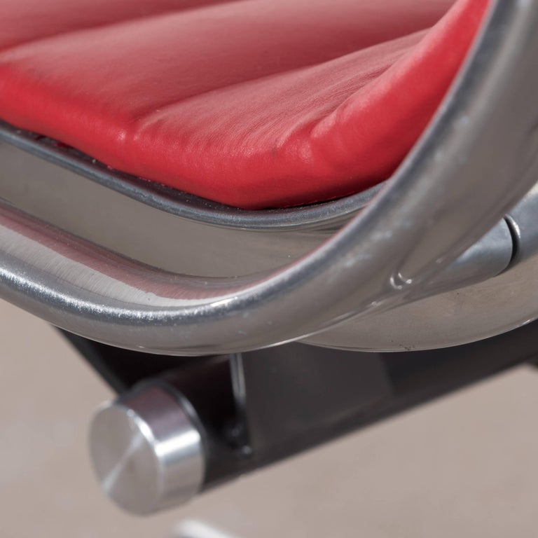 Eames Bright Red Leather Management Office Chair for Herman Miller at ...