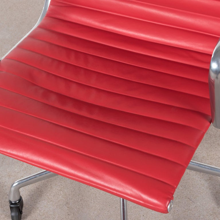 Eames Bright Red Leather Management Office Chair for Herman Miller at ...