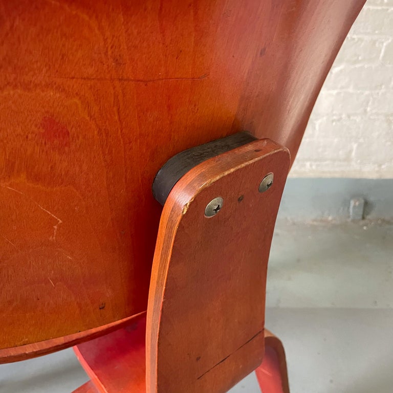 Eames DCW in Original Red Aniline Dye For Sale at 1stDibs
