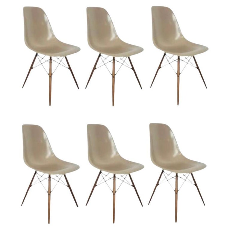 Eames Fiberglass Shell Dining Chairs by Herman Miller For Sale at 1stDibs