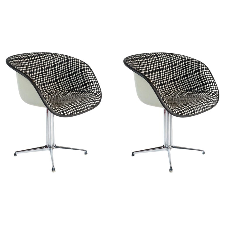 Eames Herman Miller La Fonda Armchairs with Op Art Fabric Pattern For ...