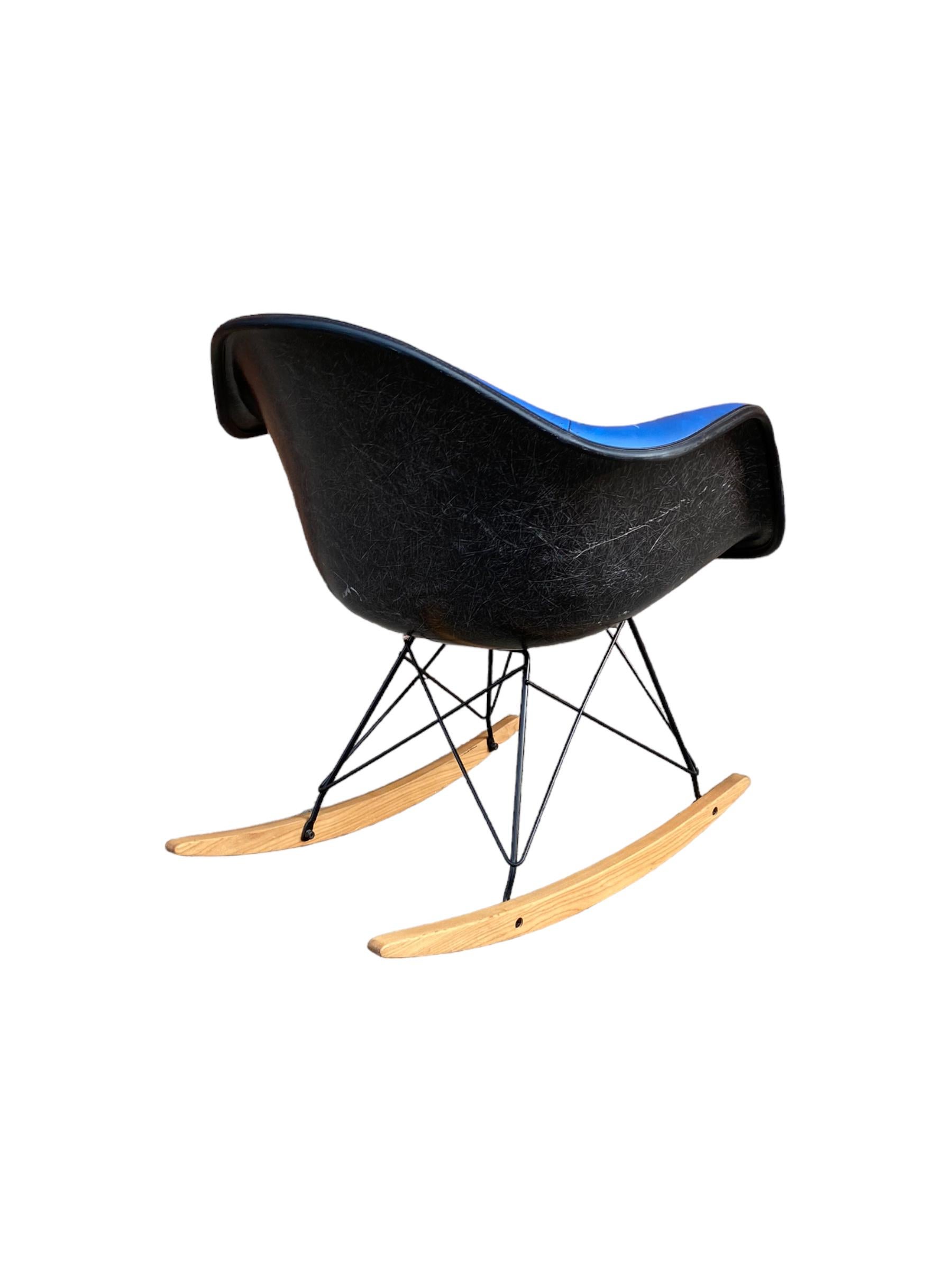 Eames Herman Miller Rocking Chair Rar Blue Upholstery and Black ...