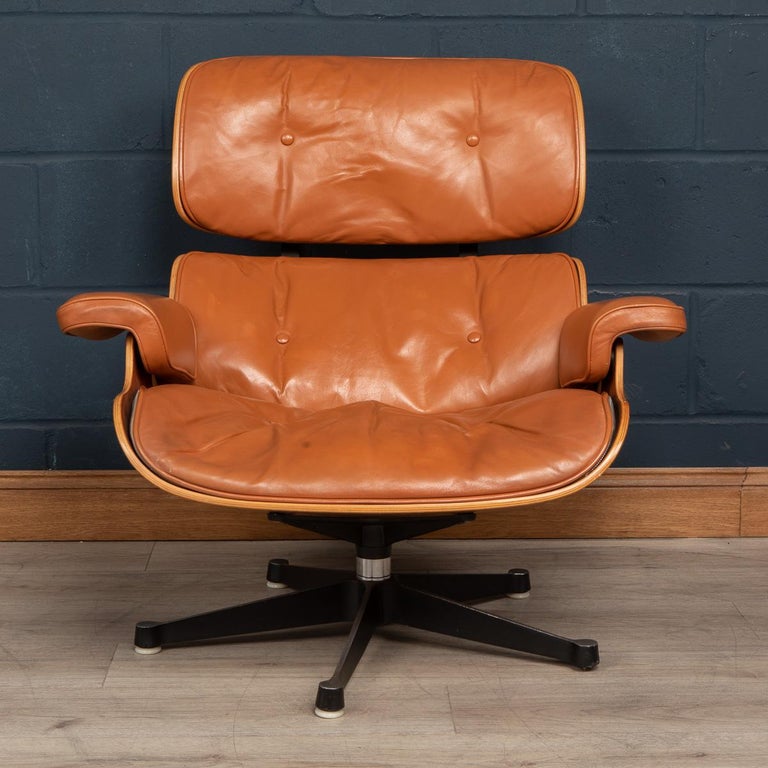 Eames Leather Lounge Chair by Mobilier International, circa 1980 For ...