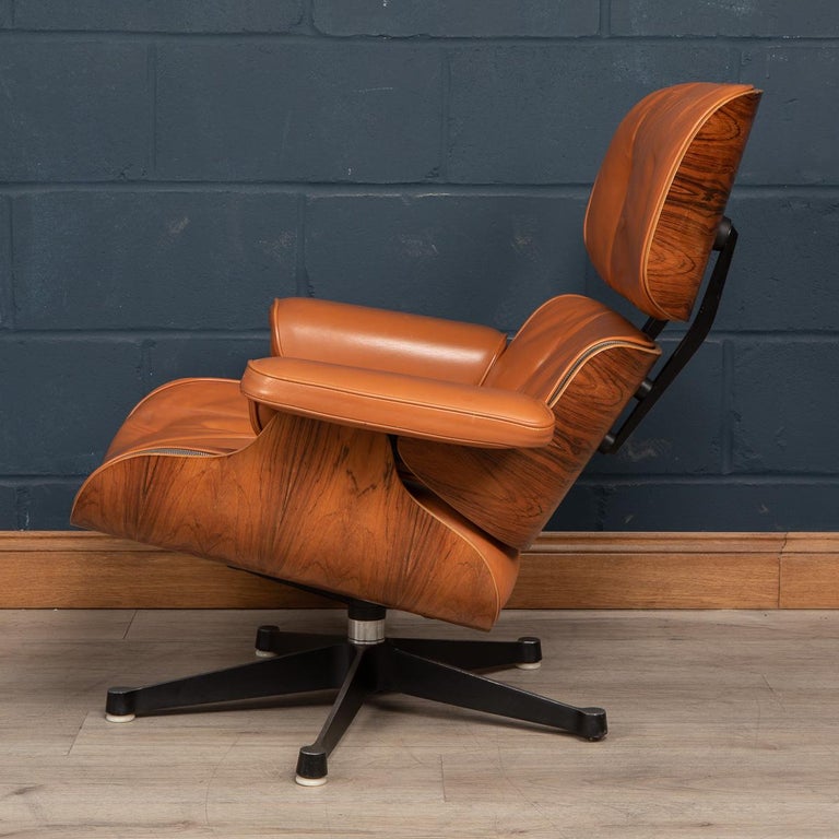 Eames Leather Lounge Chair by Mobilier International, circa 1980 For ...