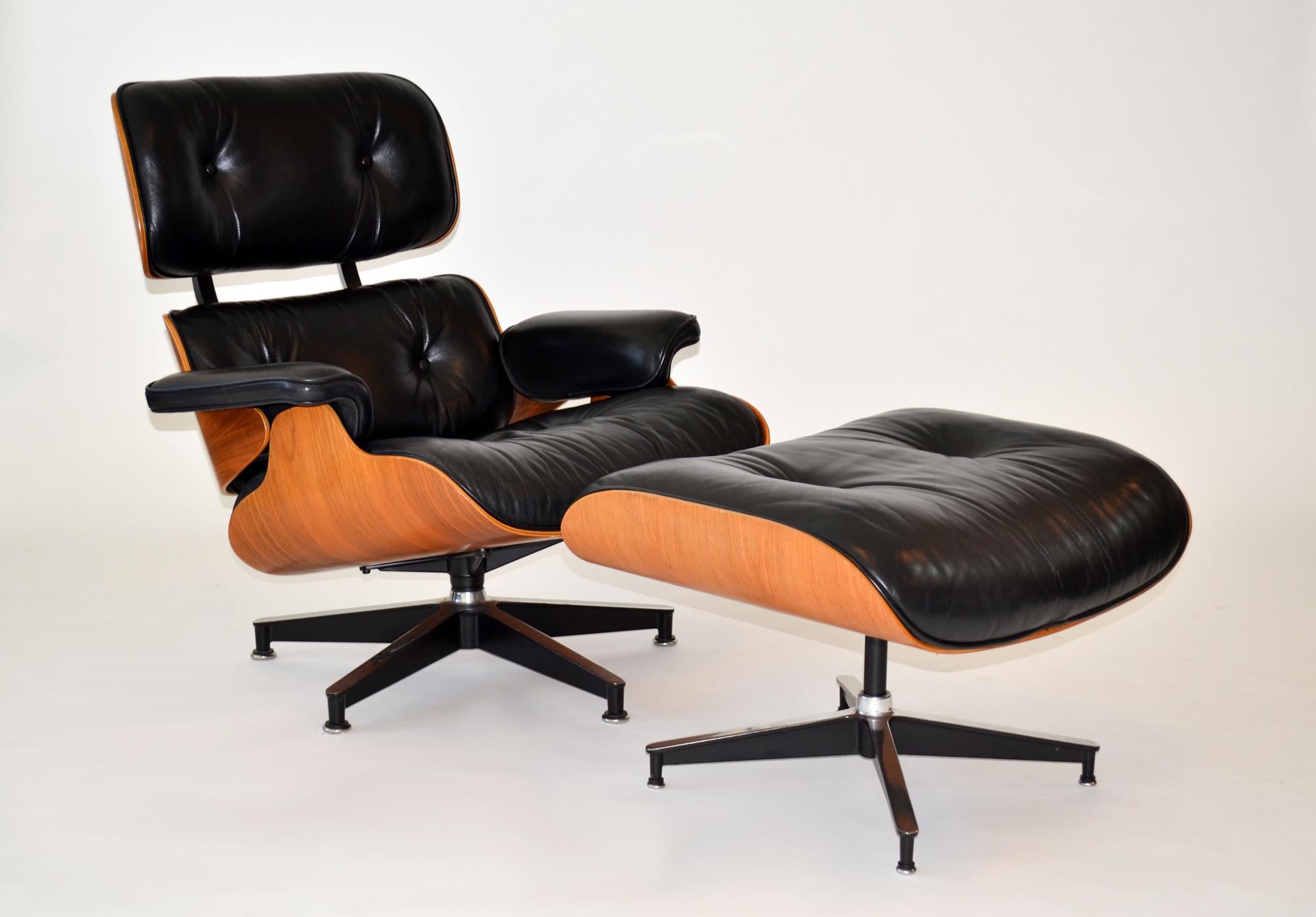 Eames Lounge Chair and Ottoman for Herman Miller Black and Walnut For ...