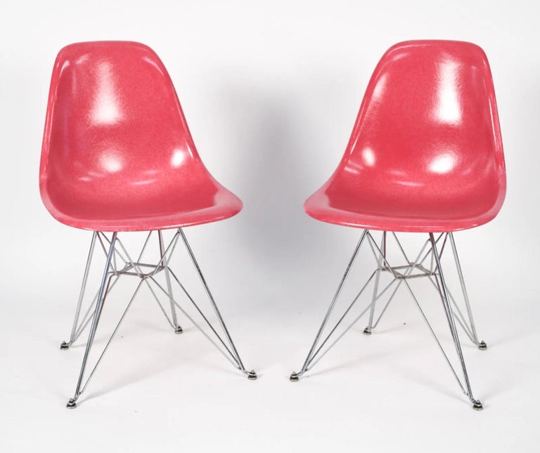 Modernica Case Study Magenta Fiberglass Side Eiffel Chairs Set of 8 ...