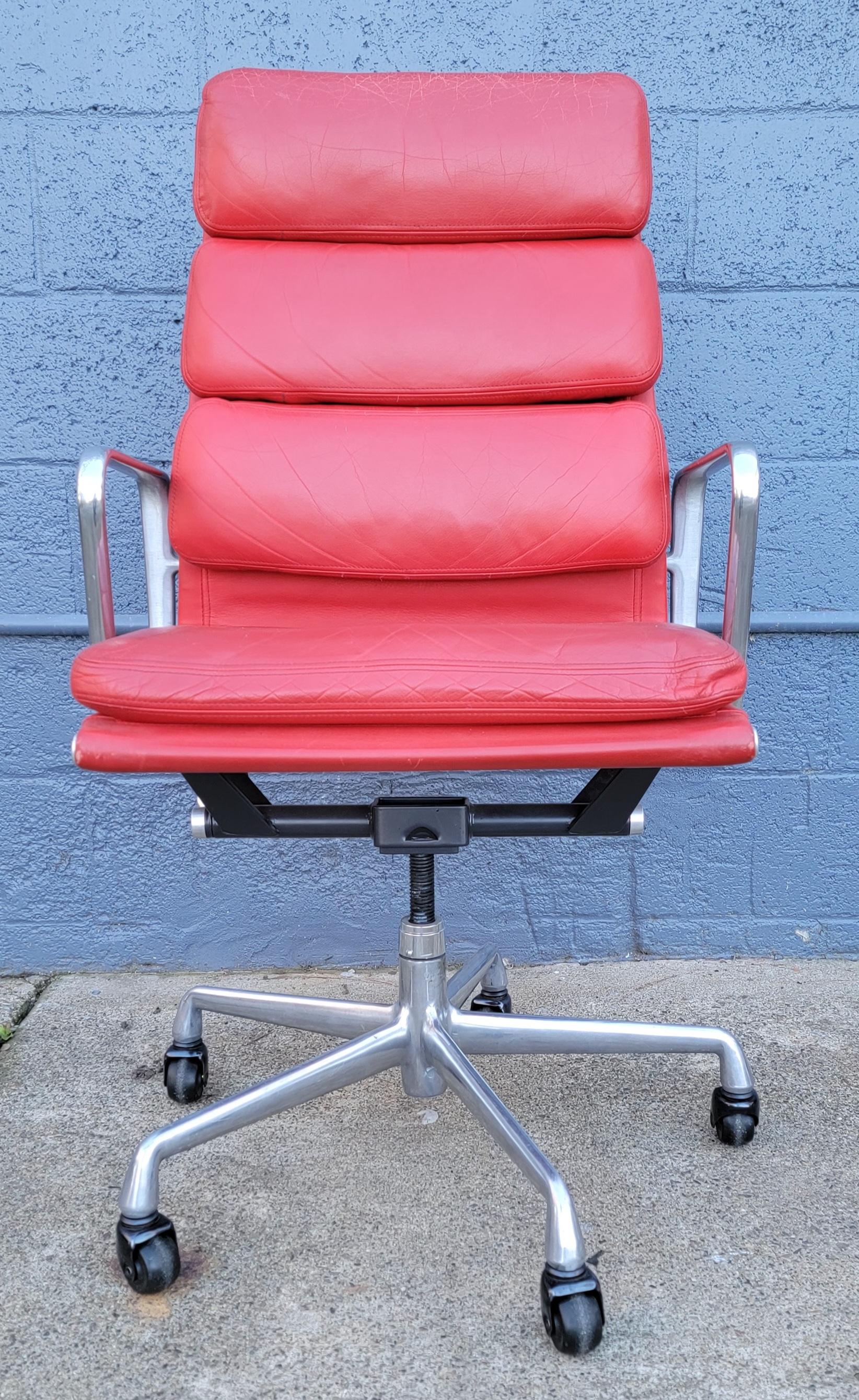 Eames Soft Pad Executive Chair Red Leather at 1stDibs