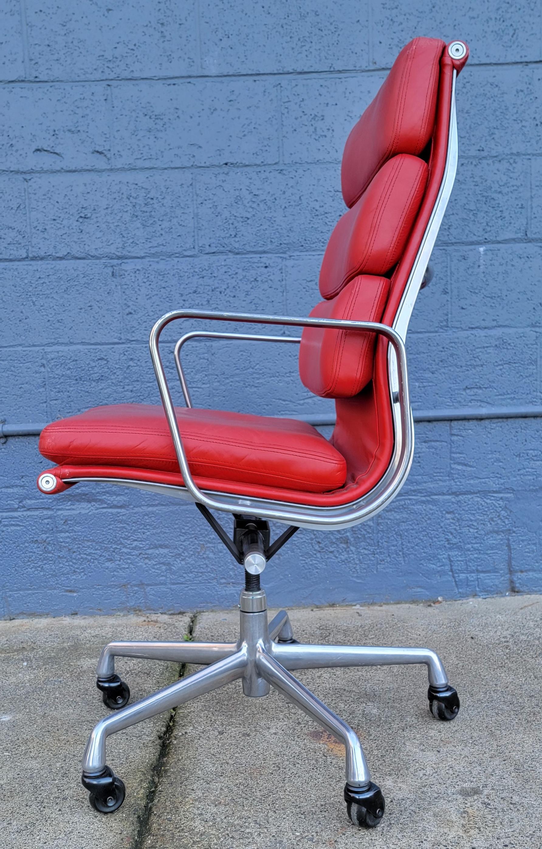 Eames Soft Pad Executive Chair Red Leather at 1stDibs