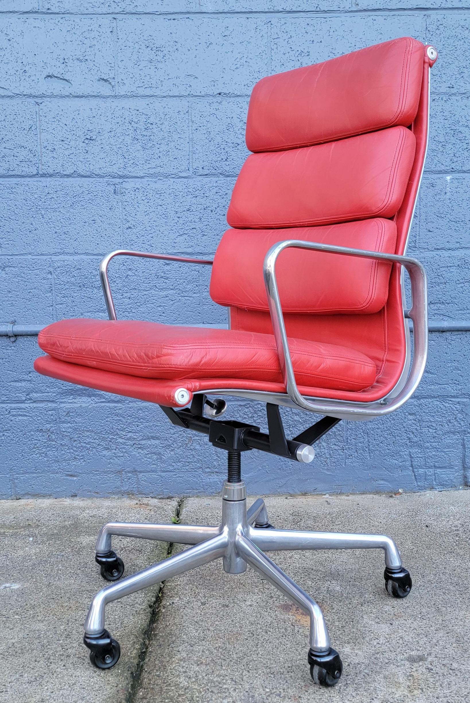 Eames Soft Pad Executive Chair Red Leather at 1stDibs