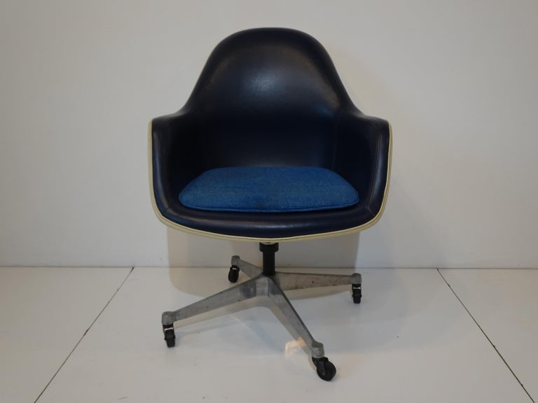 Eames Upholstered Rolling High Back Desk Chair by Herman Miller at 1stDibs