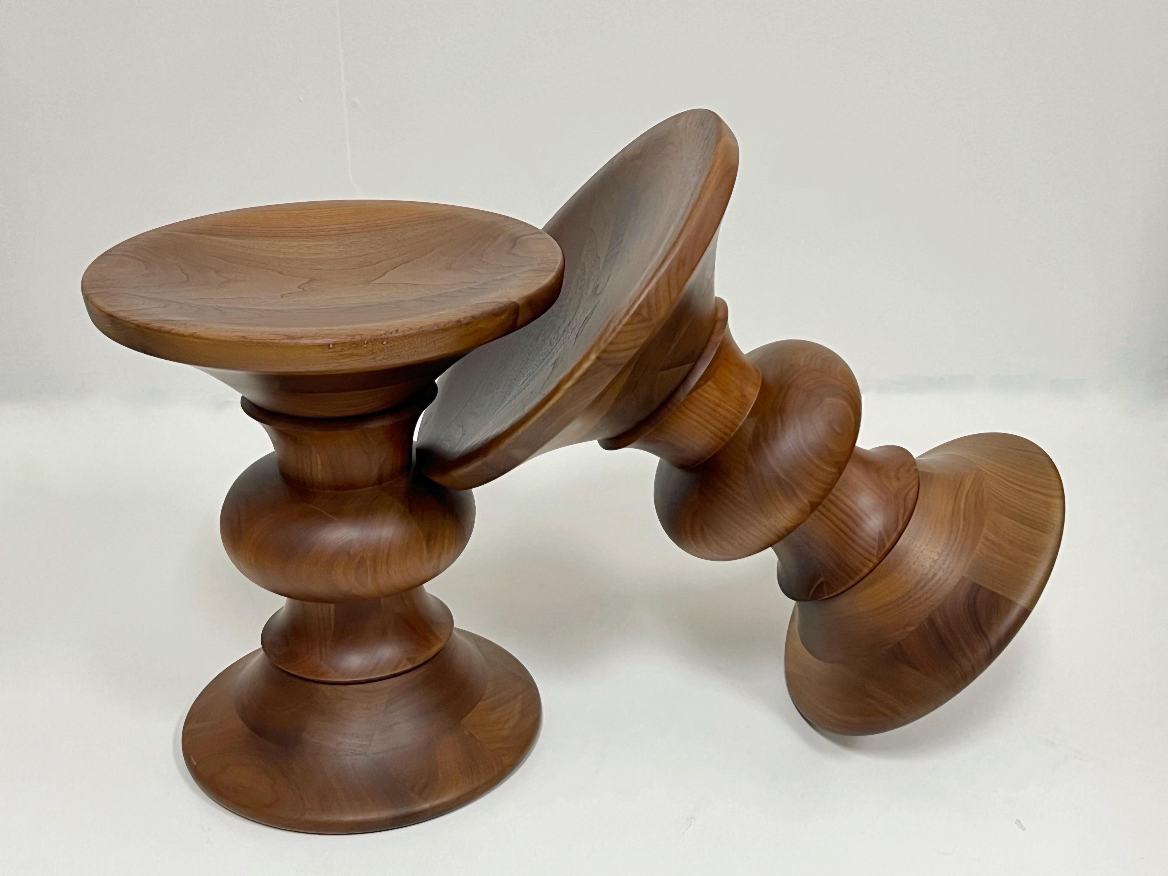Eames Walnut Time Life Stool Side Table Pair For Sale at 1stDibs