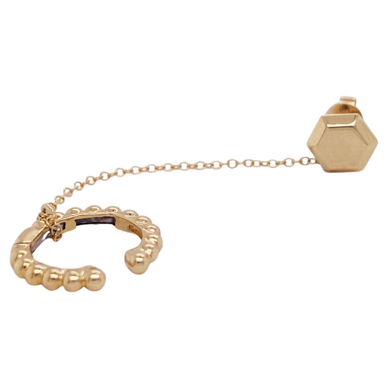 Ear Cuff Stud Versatile Combo 14k Yellow Gold, Hexagon Stud ...