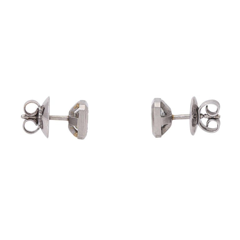 Ear Studs 'Pair9, Esp. with 2 Diamond Emerald Cut For Sale at 1stDibs