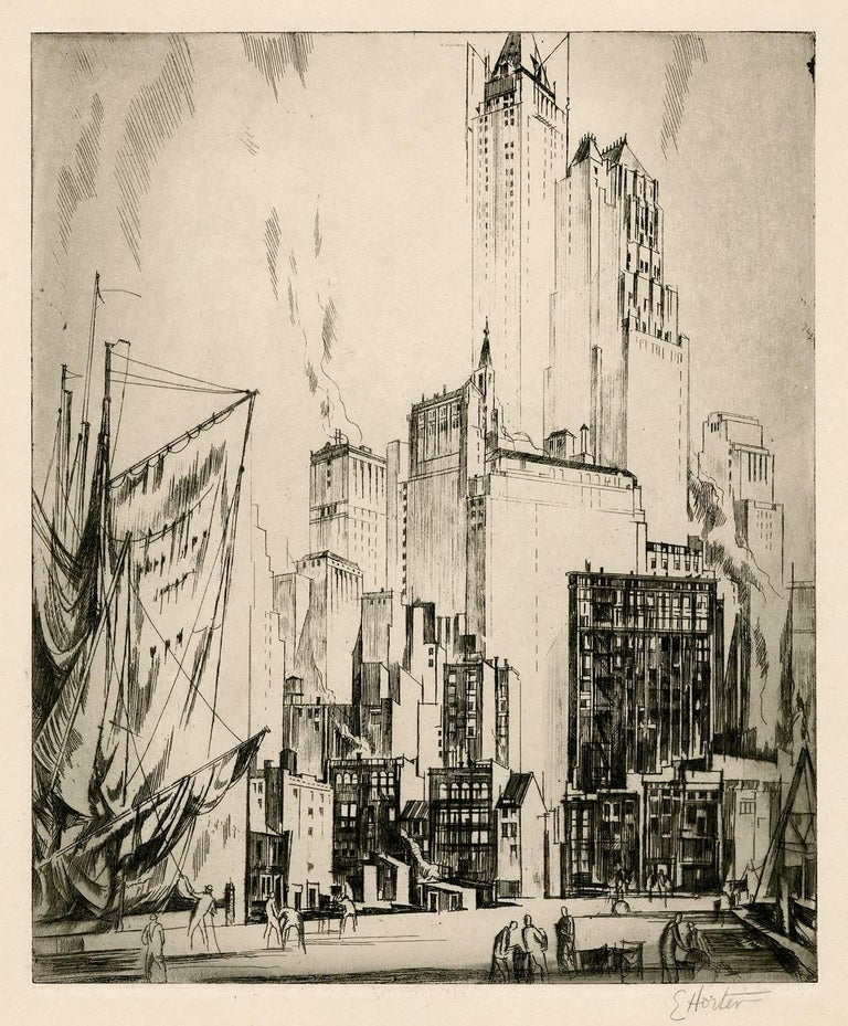 Earl Horter - 'Woolworth Building Under Construction' — Early 20th ...