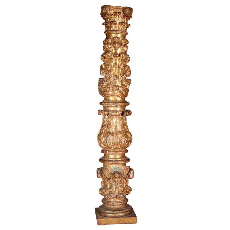 Early 1700s Carved Wood Column For Sale at 1stDibs | carved wood ...