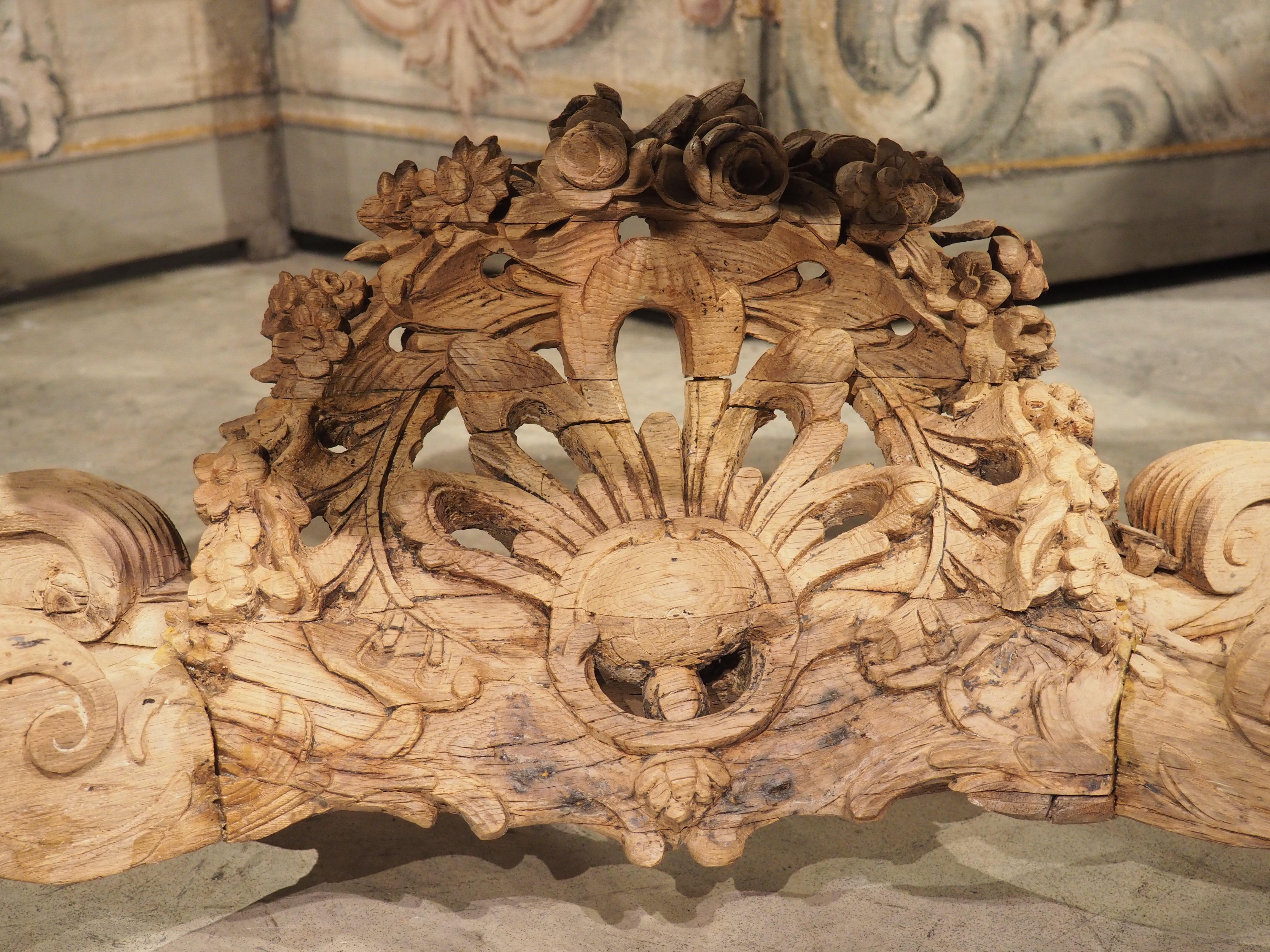 Early 1700s, Parisian Console Table in Carved Oak and Flanders Rouge ...