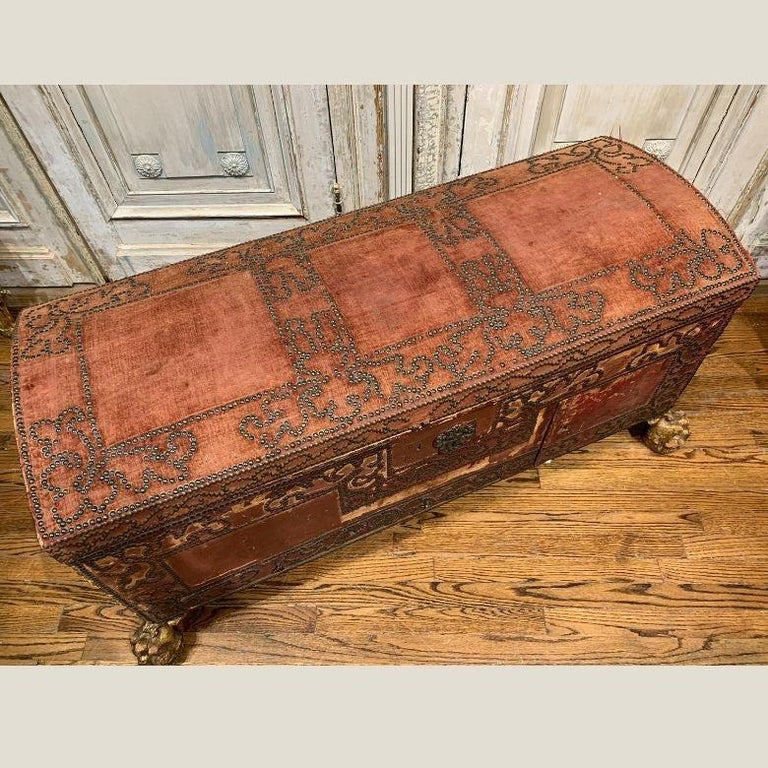 Early 17th Century Venetian Red Velvet and Nail Head Chest with Hidden ...