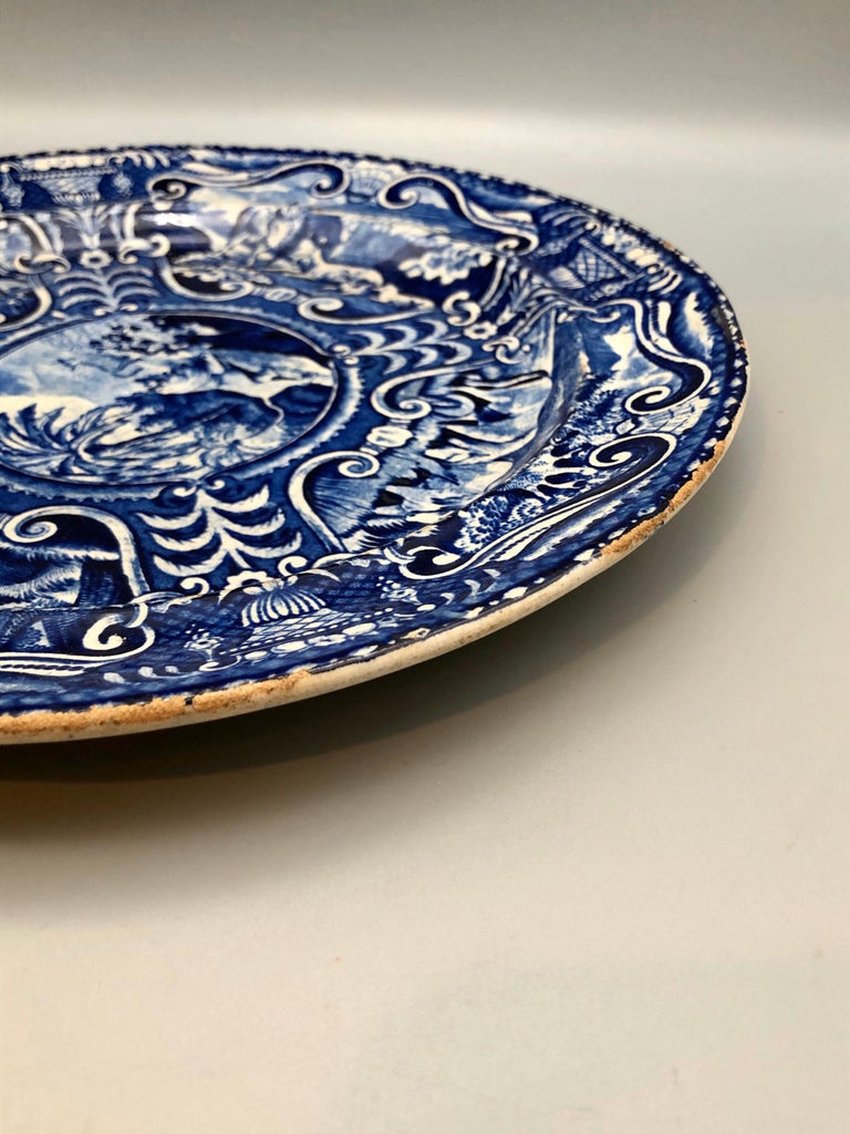 Early 1800s Quadruped Plate Lion Pattern Cobalt Blue and White For Sale ...