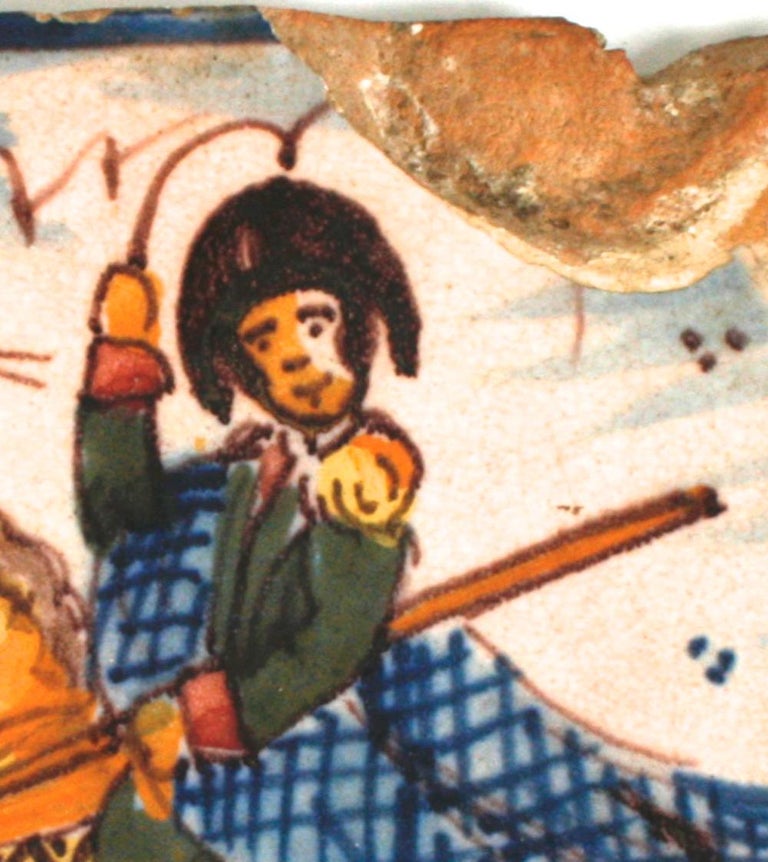 Early 18th Century Spanish Tile of Style George Slaying the Dragon ...