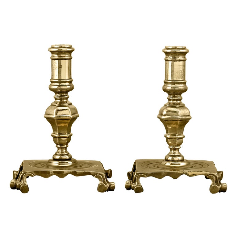 Early 18th Century English Brass Candlesticks at 1stDibs