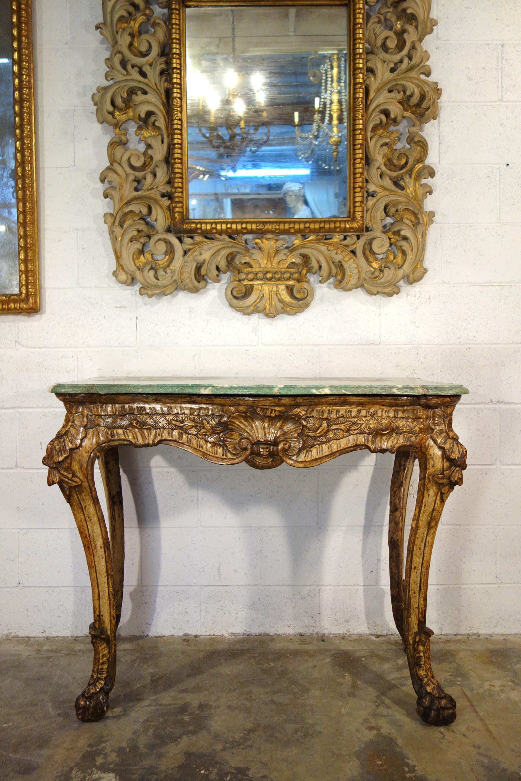 Early 18th Century Italian Roman Console Mecca Gold Silver Leaf and ...