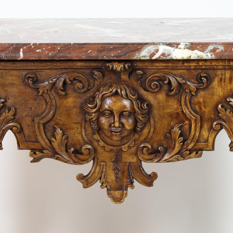 Early 18th Century Louis XIV figural Carved Wood Console Table or ...