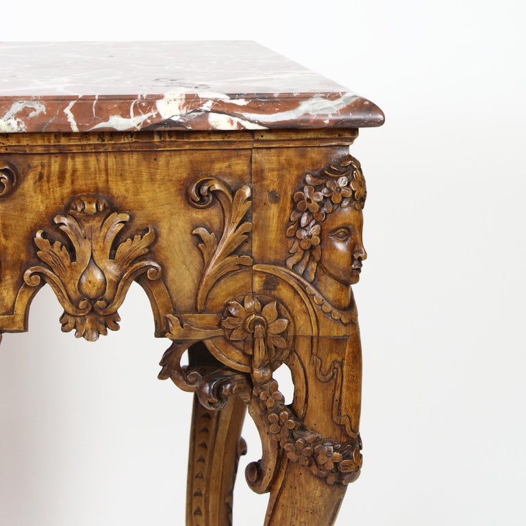 Early 18th Century Louis XIV figural Carved Wood Console Table or ...