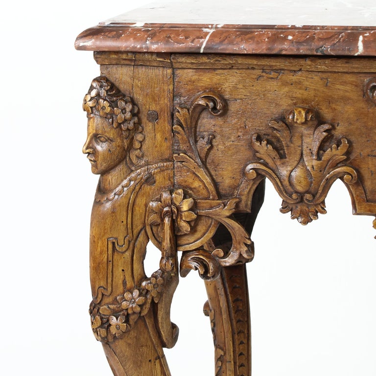 Early 18th Century Louis XIV figural Carved Wood Console Table or ...