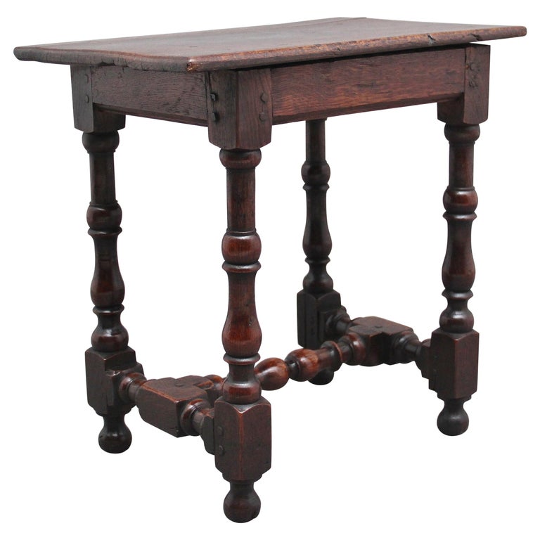 Early 18th Century Oak Stool For Sale at 1stDibs