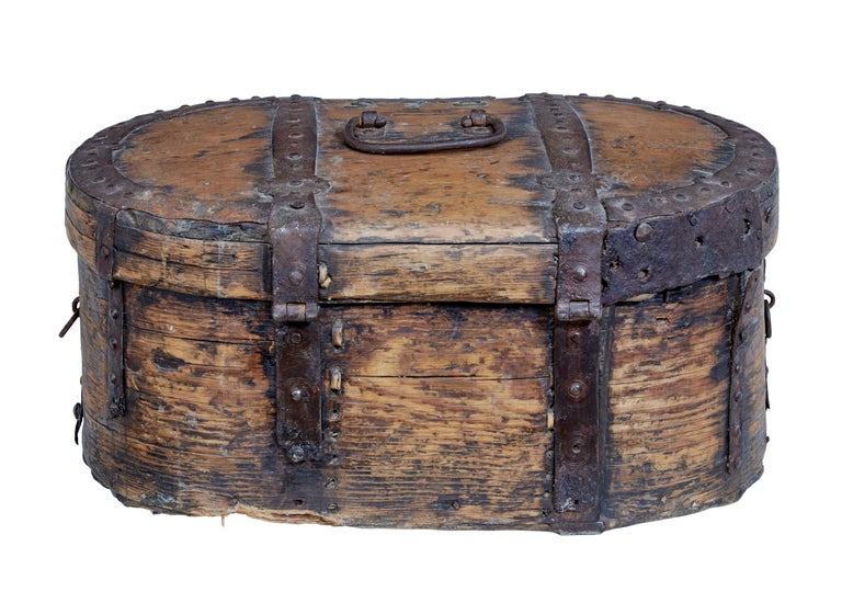 Early 18th century Scandinavian baroque oak iron bound box For Sale at ...