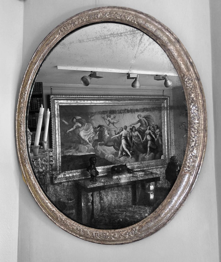 Early 18th Century Silver Gilt Oval Mirror For Sale at 1stDibs
